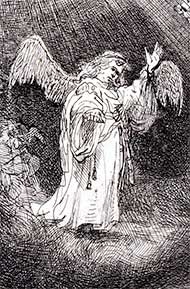 Rembrandt van Rijn, The Angel Appearing to the Shepherds | Middlebury ...